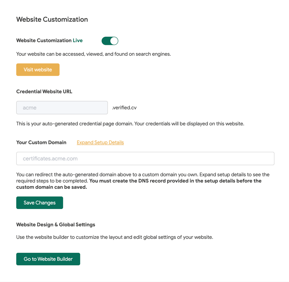 Website Customization