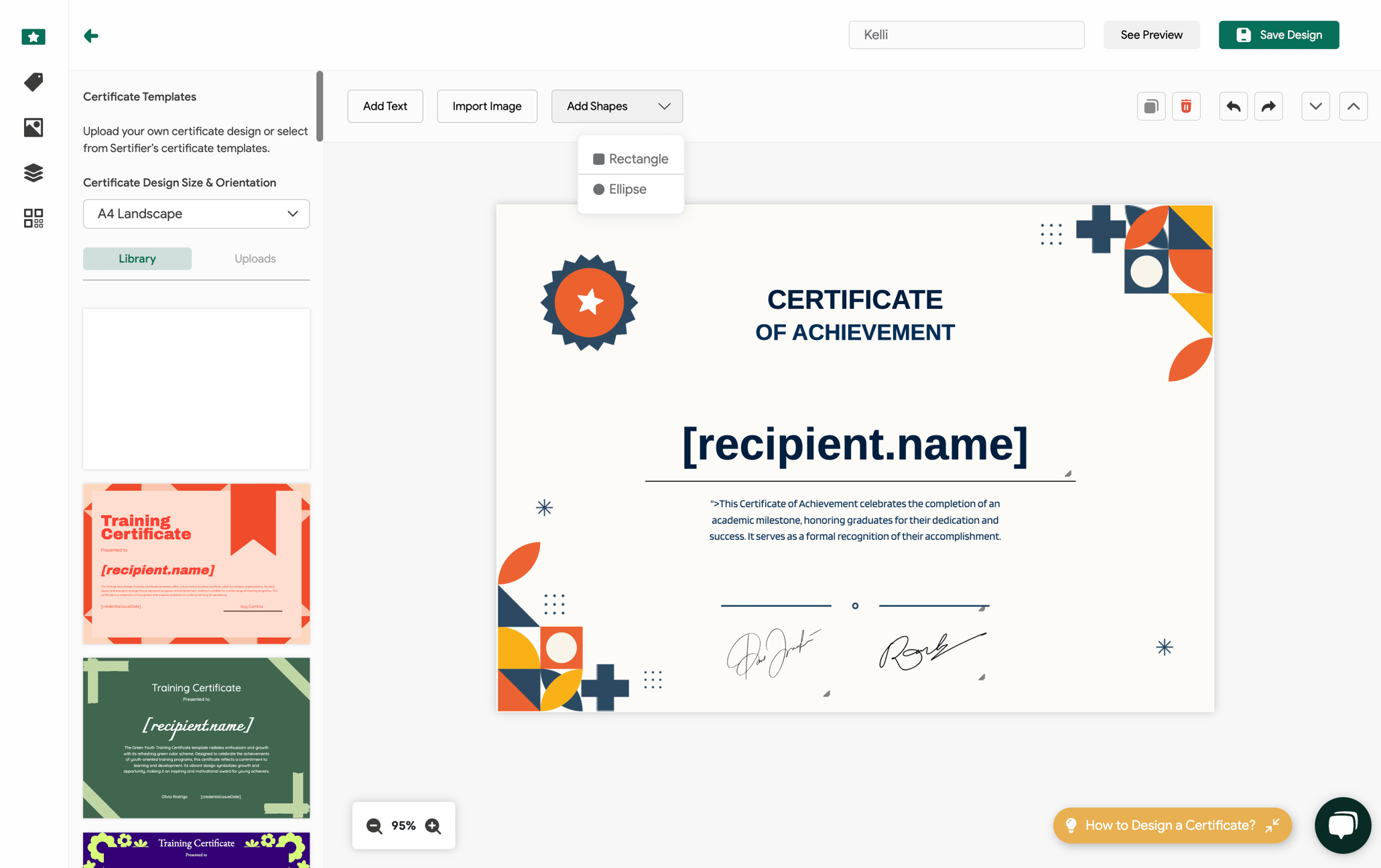 How to Add Shapes to Credential Design