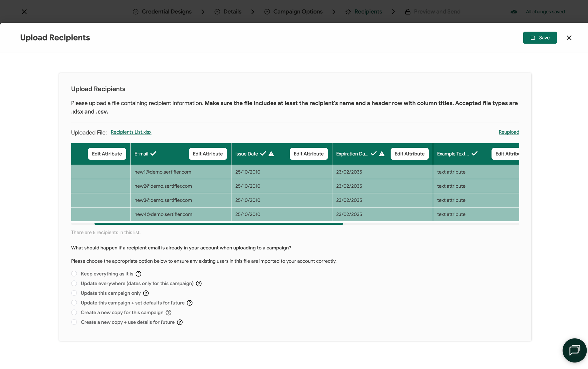 Guide to Uploading Recipients via Excel or CSV