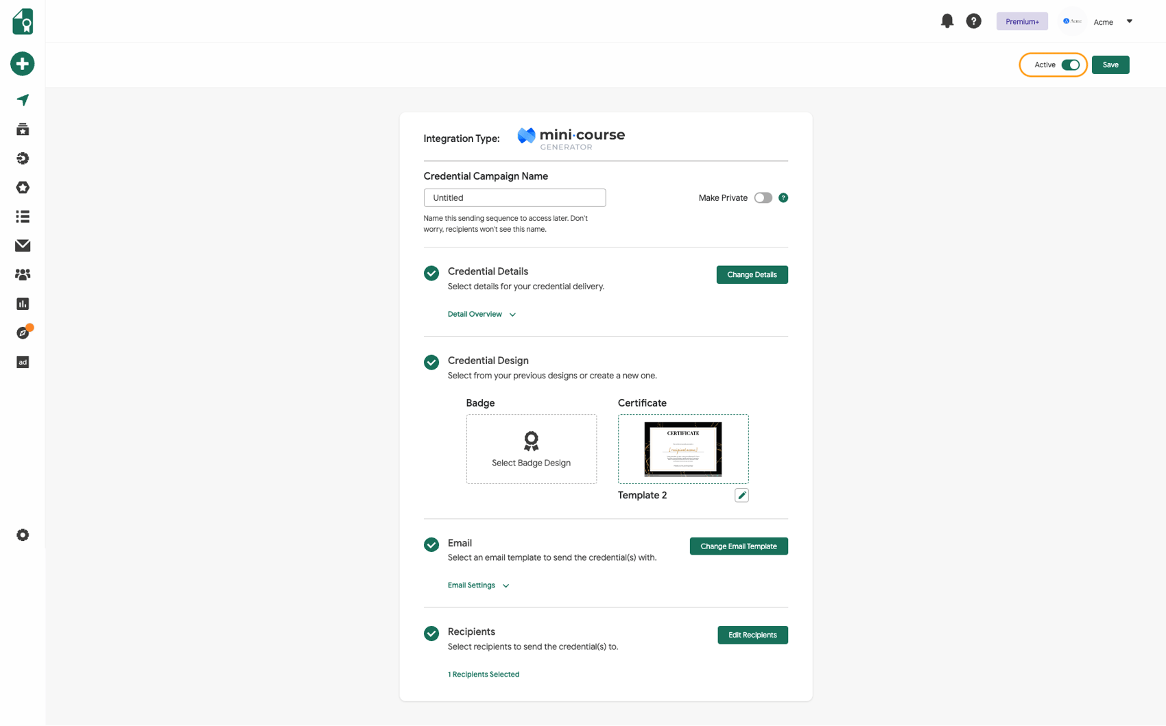 Sertifier + Mini Course Generator Integration